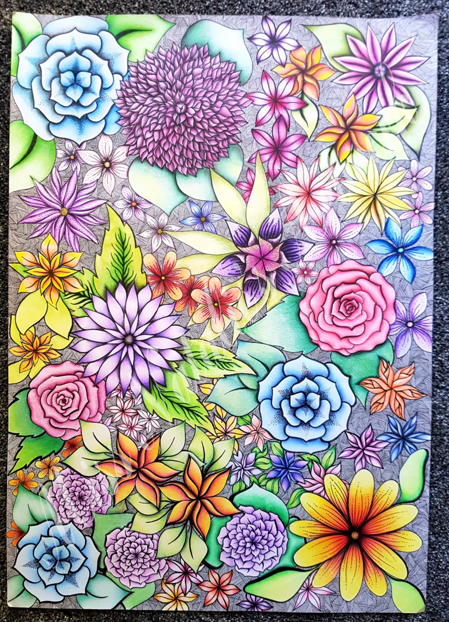 Flowers Finished Coloring Pages For Adults: Unwind and Explore Your ...