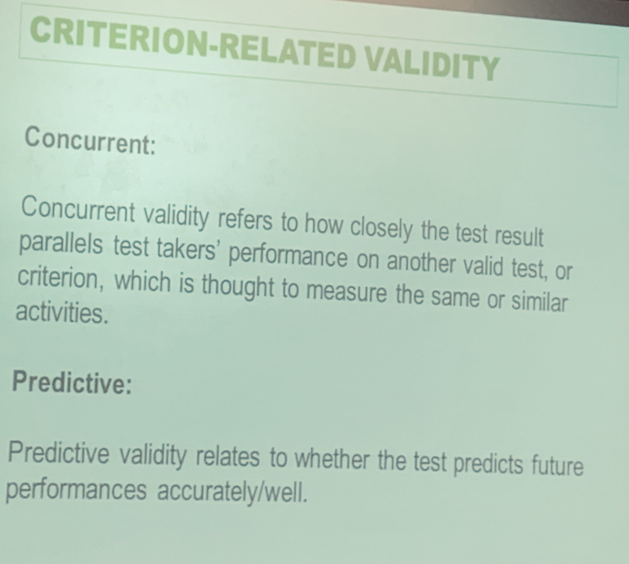 Criterion Related Validity