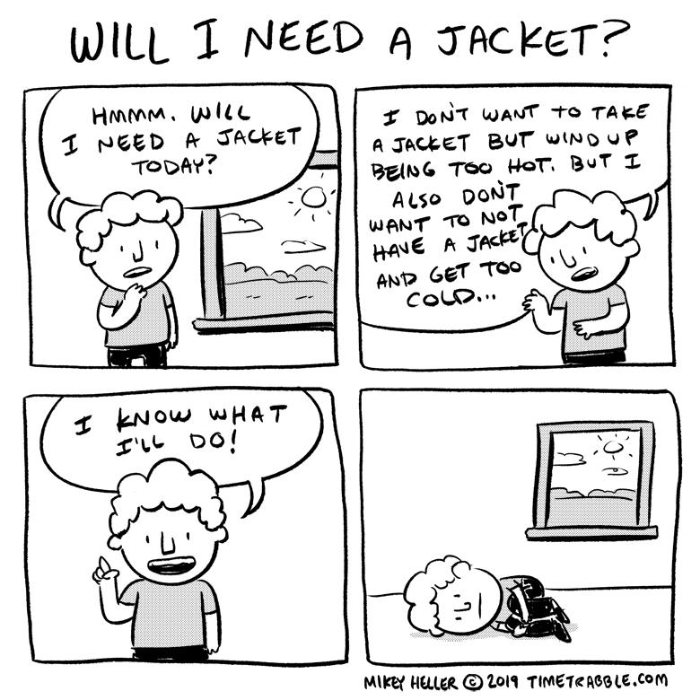 「i drew a comic about deciding if you need a jacket 」Mikey Hellerの漫画