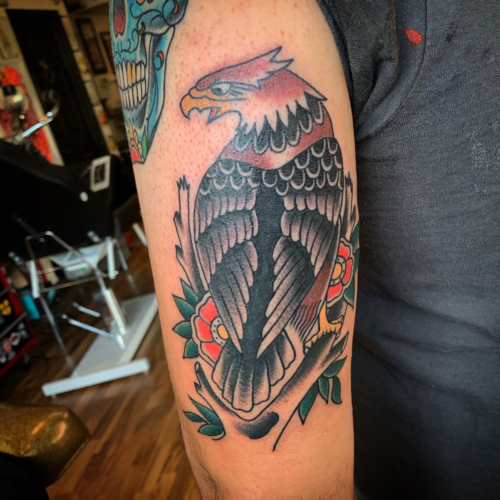 American Traditional Eagle Head Tattoo