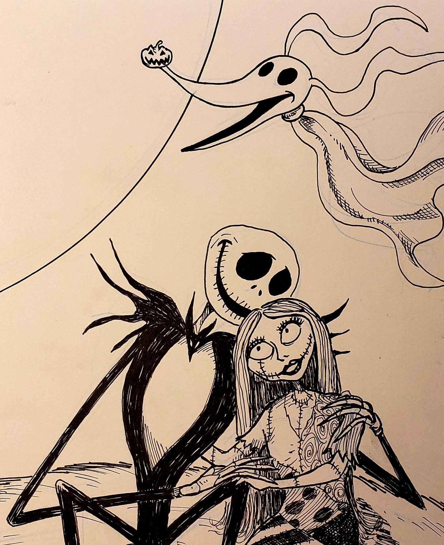 Jack Skellington And Sally Drawings In Pencil