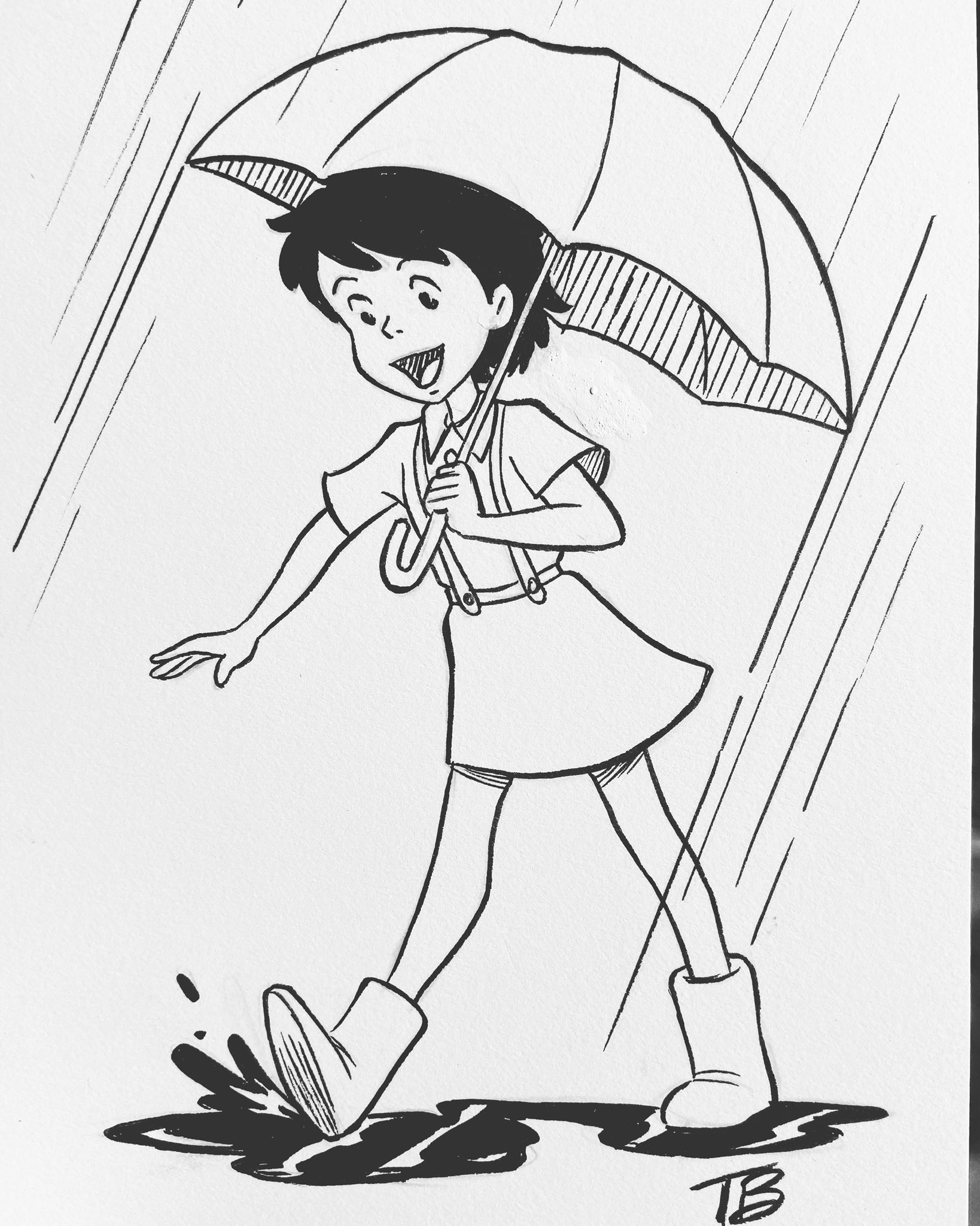 Totoro With Umbrella Coloring Page
