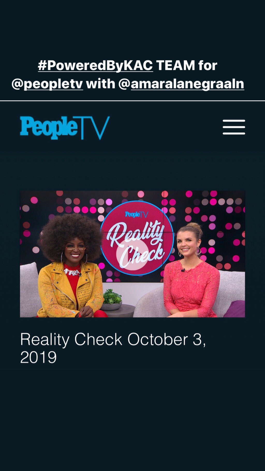 Aleesha C, PR on Twitter: "Thank you @peopletv for having client @AmaraLaNegraALN grace the hot ...
