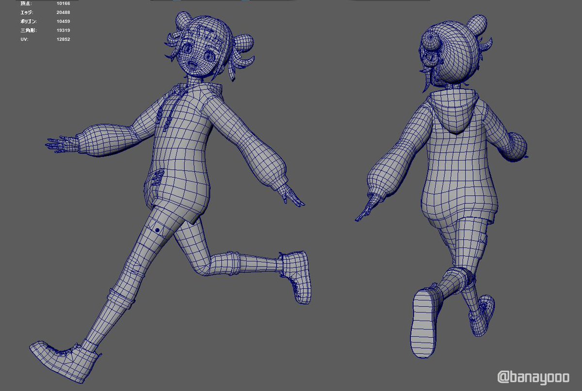 前島@UTS2.0本寄稿 on Twitter: "新しい創作モデルのツバメチャンです！今回も 19319で大体2万ポリゴンでした。服のキワのハイライトをMatcapで入れてみたんですが、微 ...