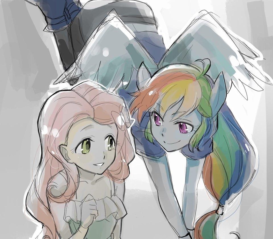Rainbow Dash And Fluttershy Human Love
