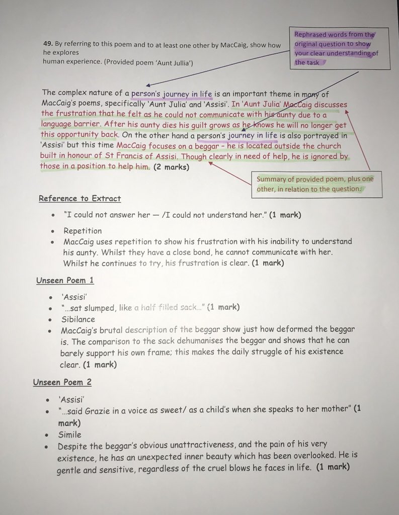 Miss McVittie on Twitter: "🚨 N5 pupils, here is a model response for ...