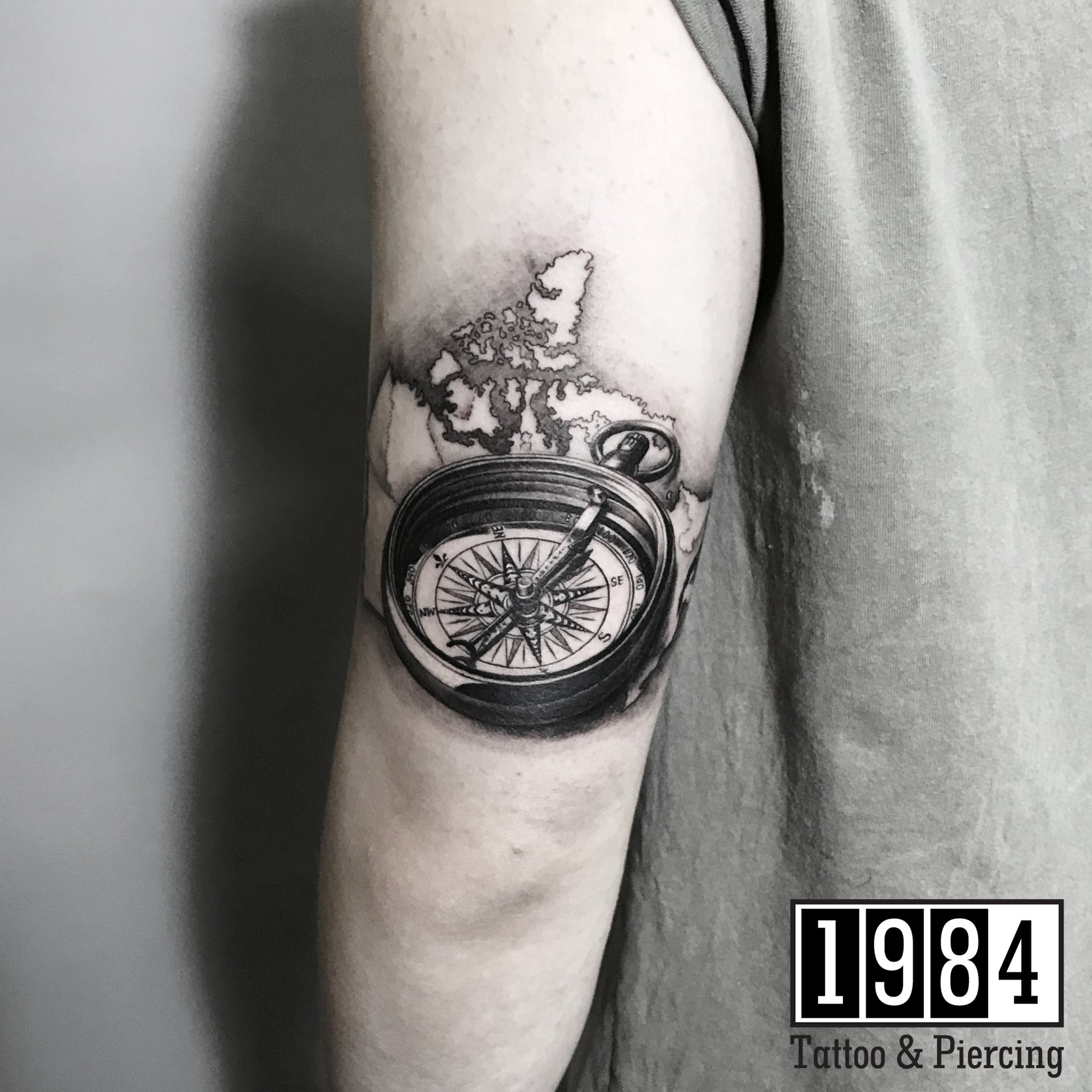 Old Map Compass Tattoo Compass, Pocket Watch And Old Sailor Map A