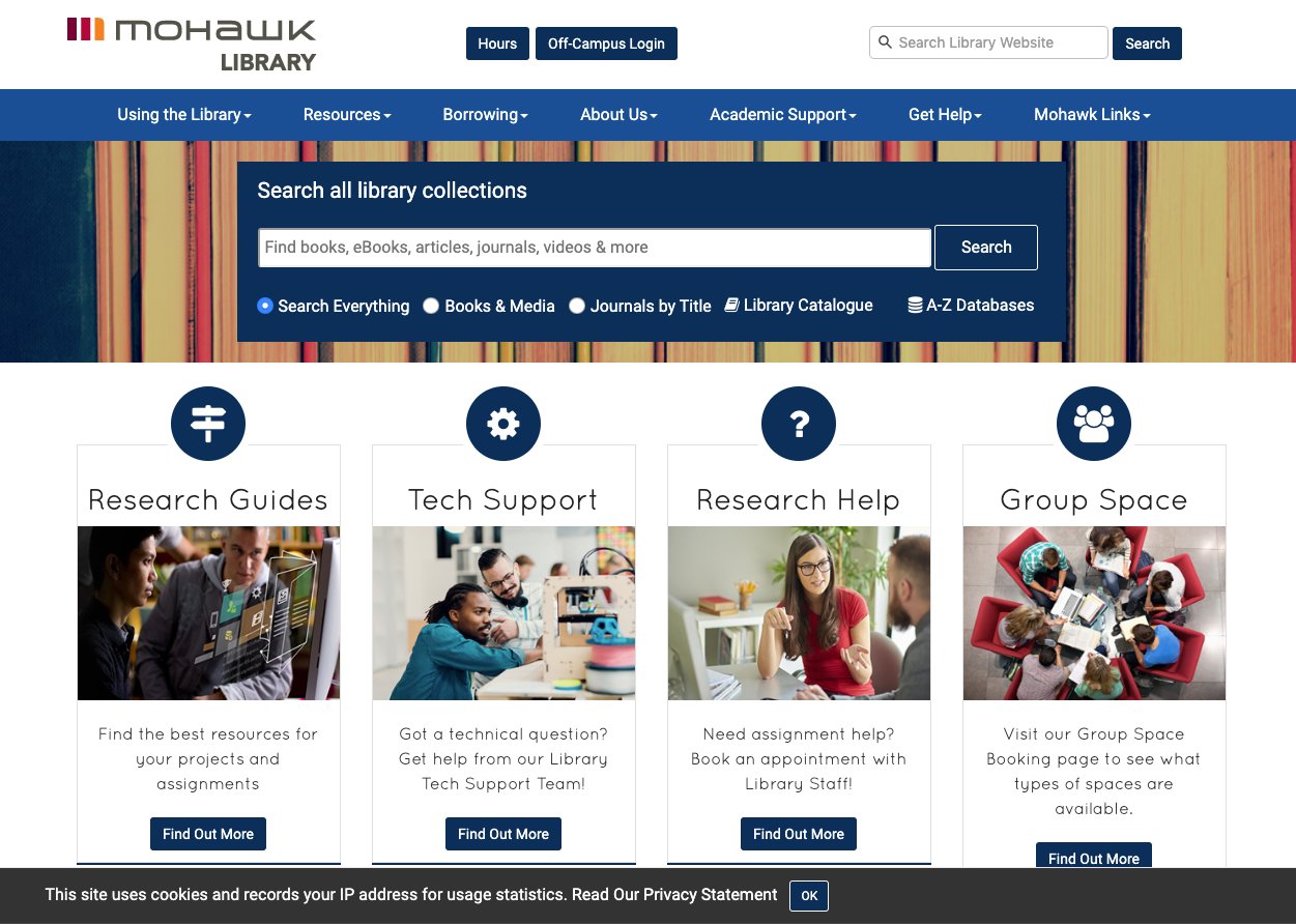 springshare on Twitter: "We ️ this #LibGuides CMS powered library website by @mohawklibrary ...