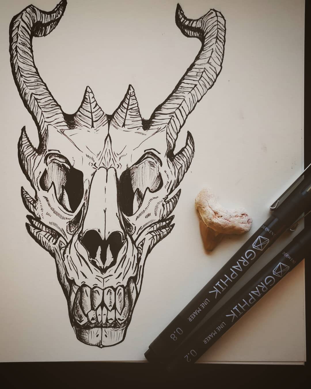 Dragon Skull Drawing