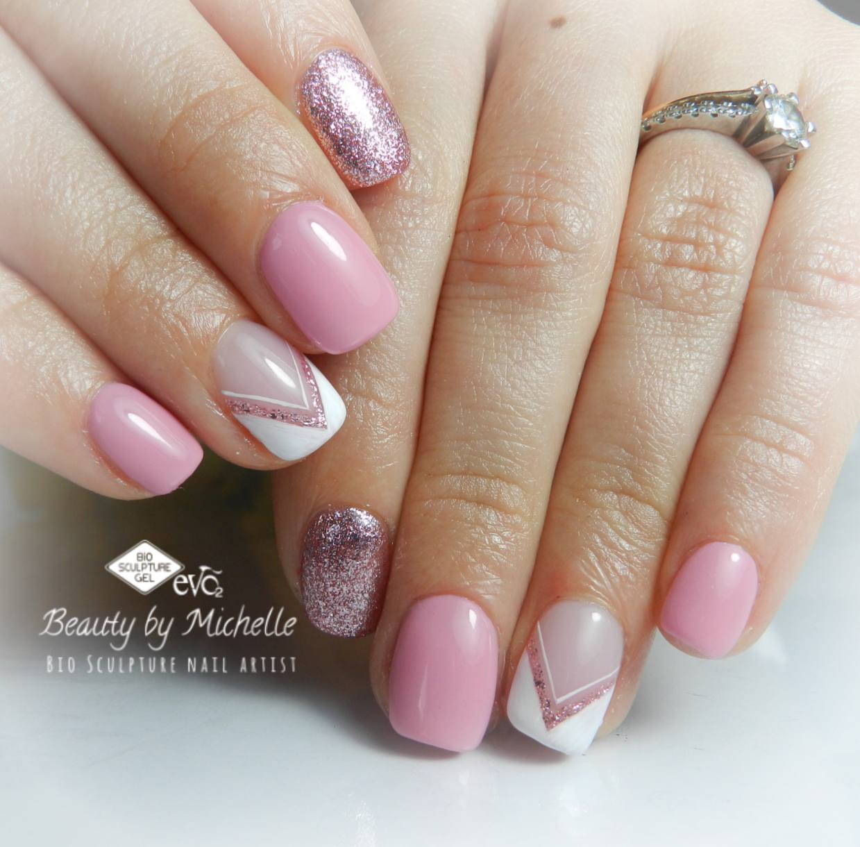 Hot Pink With Glitter Chevron