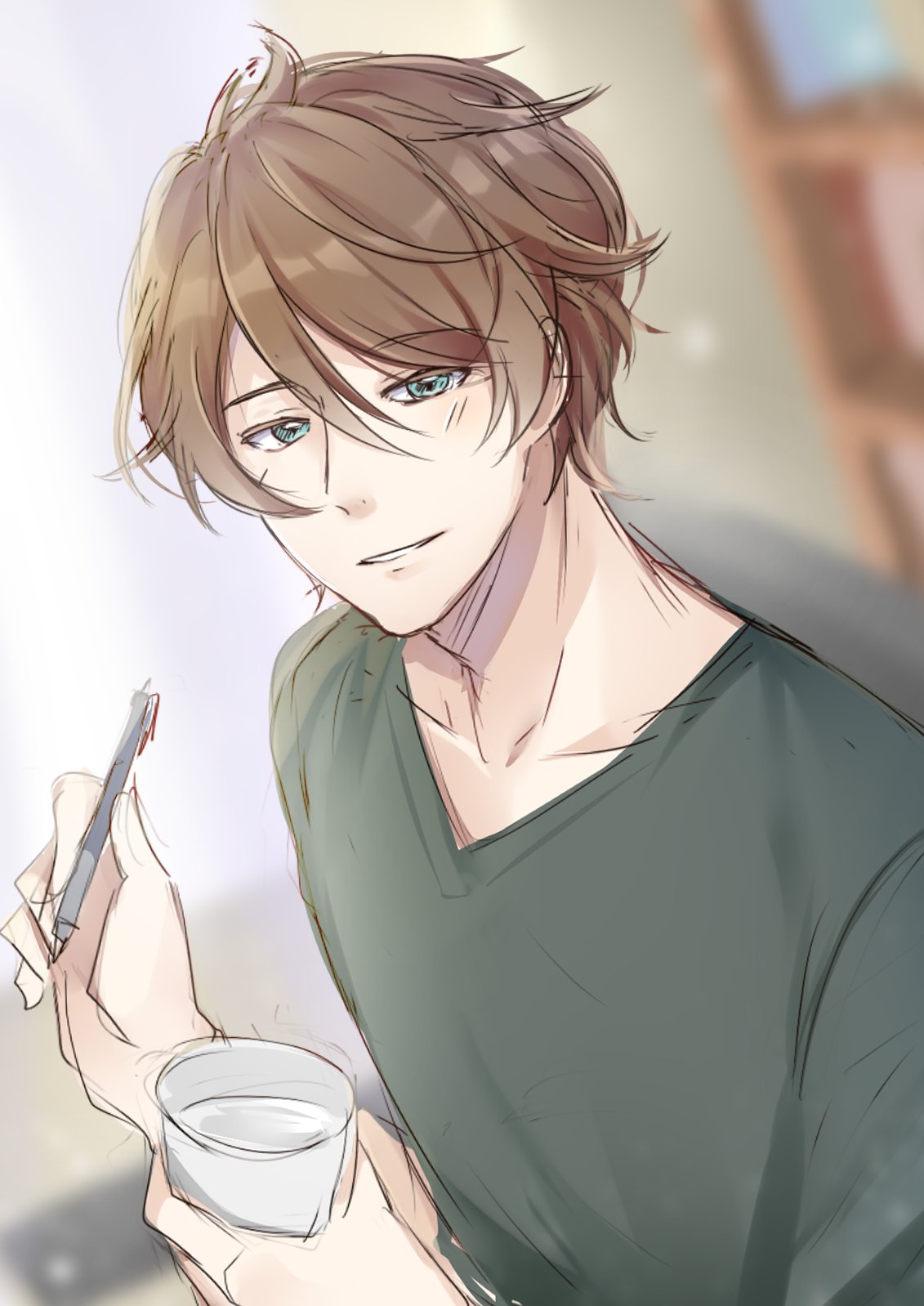 Anime Guys With Brown Hair And Green Eyes