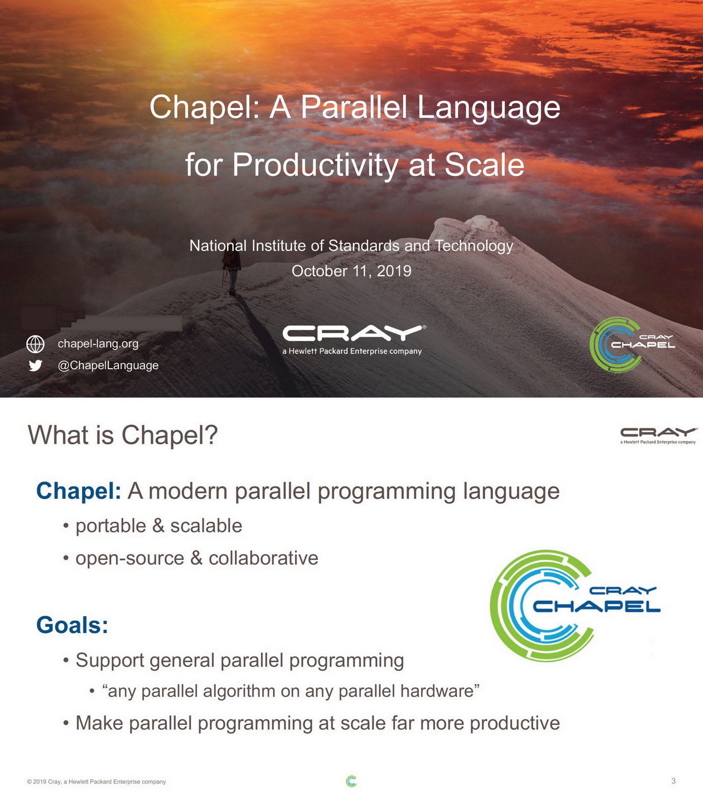 OGAWA, Tadashi on Twitter: "=> "Chapel: A Parallel Language for Productivity at Scale", Cray ...