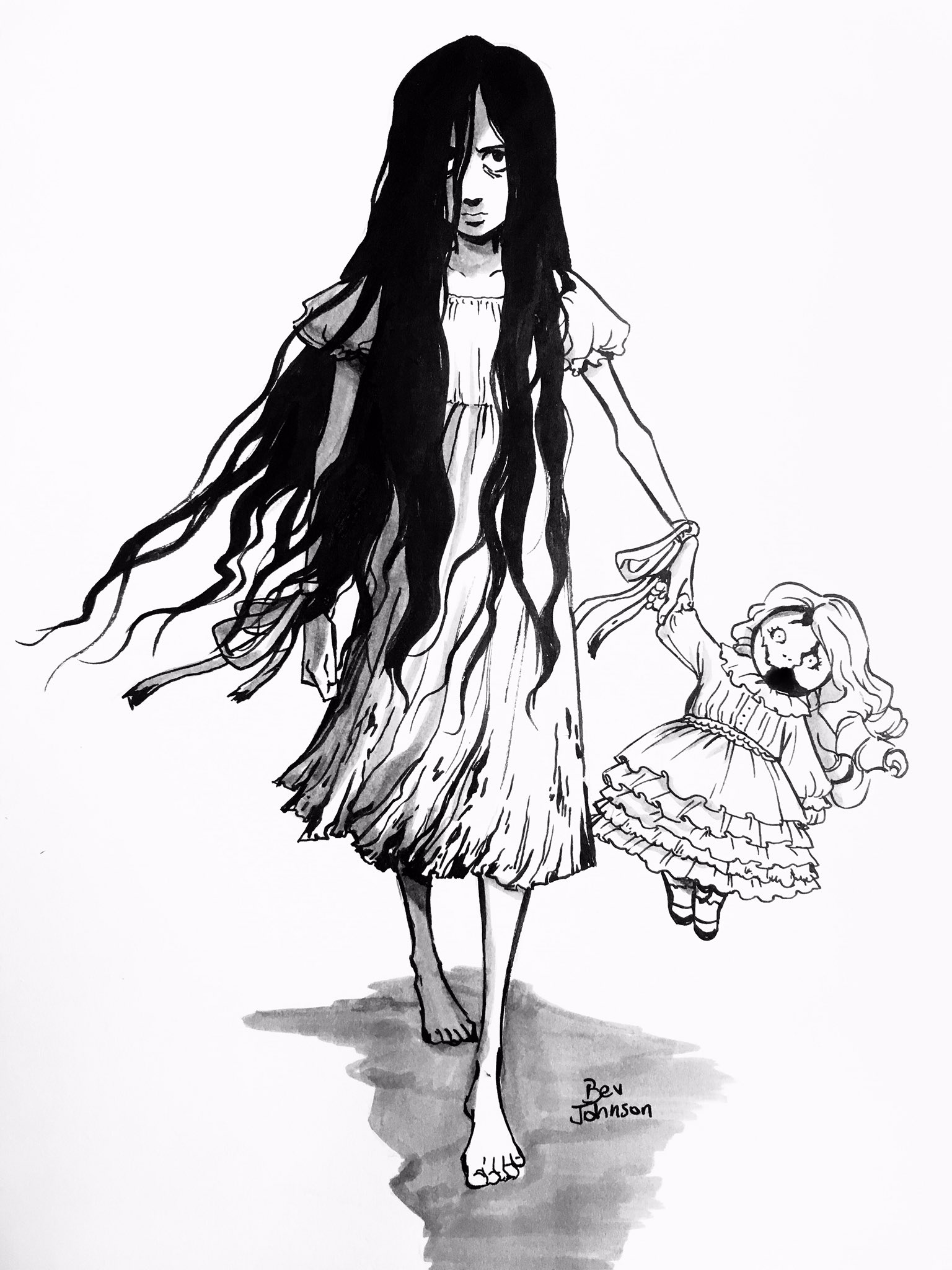 Scary Little Girl Drawing