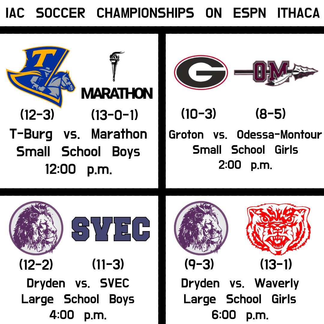ESPN Ithaca on Twitter: "Our coverage of the IAC Soccer Championships begins at 11:30am from ...
