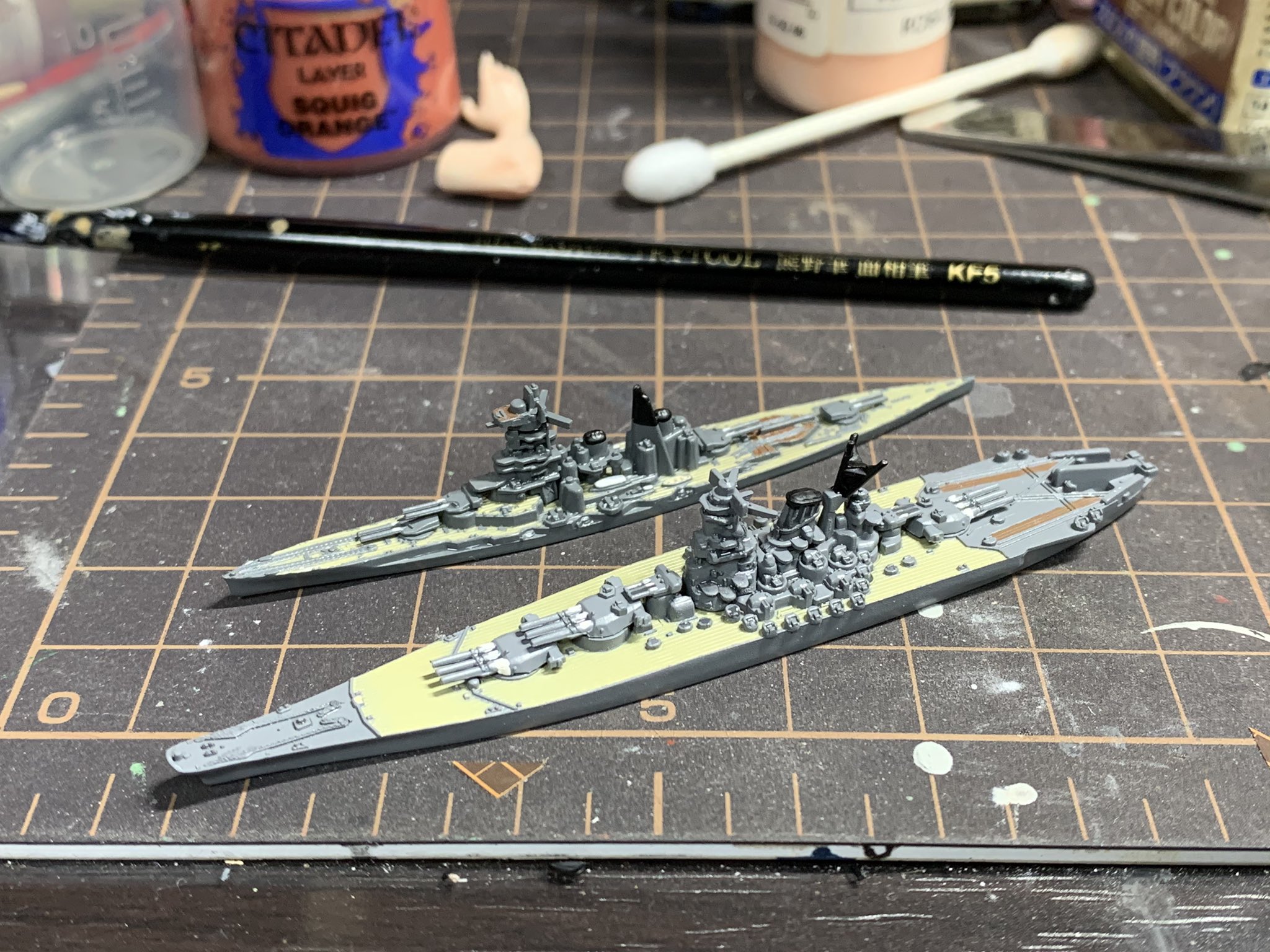 おいさま on Twitter: "フジミ模型1/3000集める軍艦シリーズ大和型大和と金剛型榛名 リメイクしました。 https://t.co/FqKP0isNw2" / Twitter