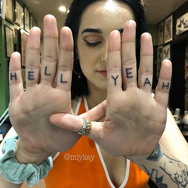 Hell Yeah Finger Tattoos Lil E Town Concrete Design From @shrubbertt