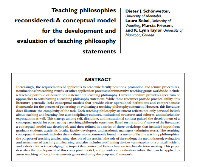 College Teaching Philosophy Statement Examples