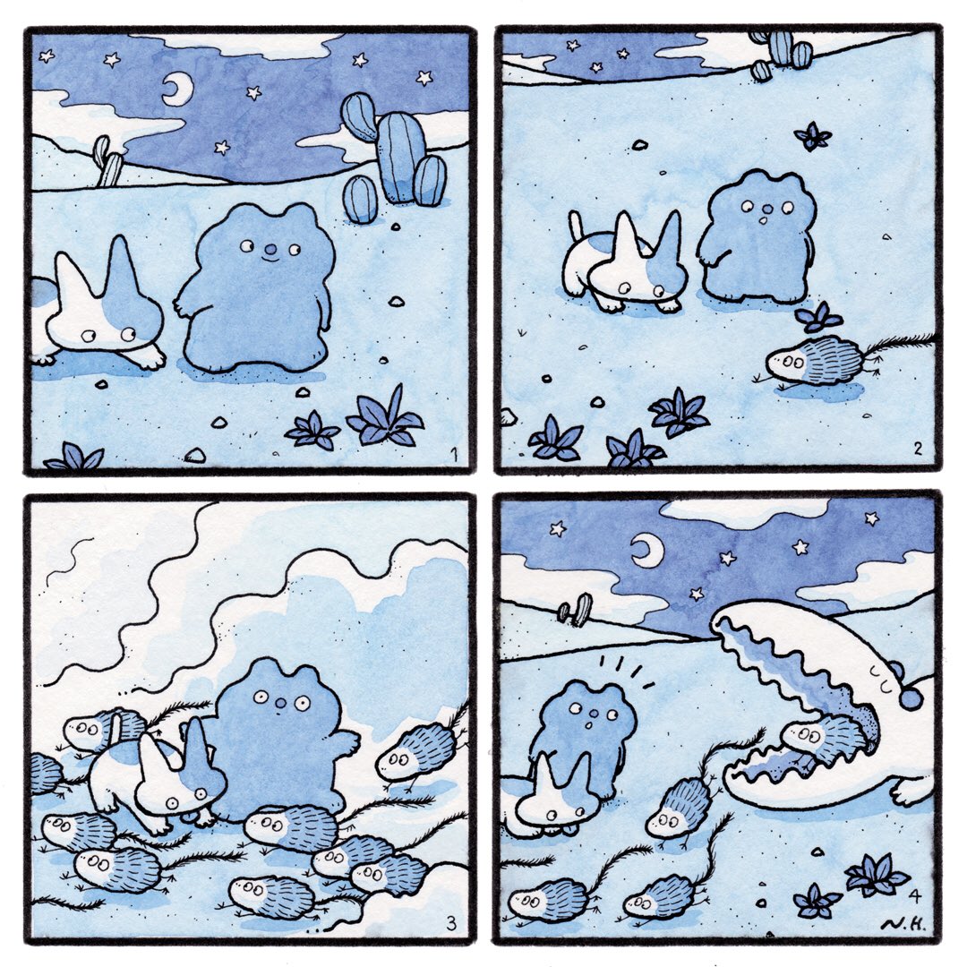 「禺吾朗さん(@guugorou)の個展「エキスの丘」に行ってきた。 自動筆記で描いたようなシュールな作品が盛りだくさんで」ヒダカナオトの漫画