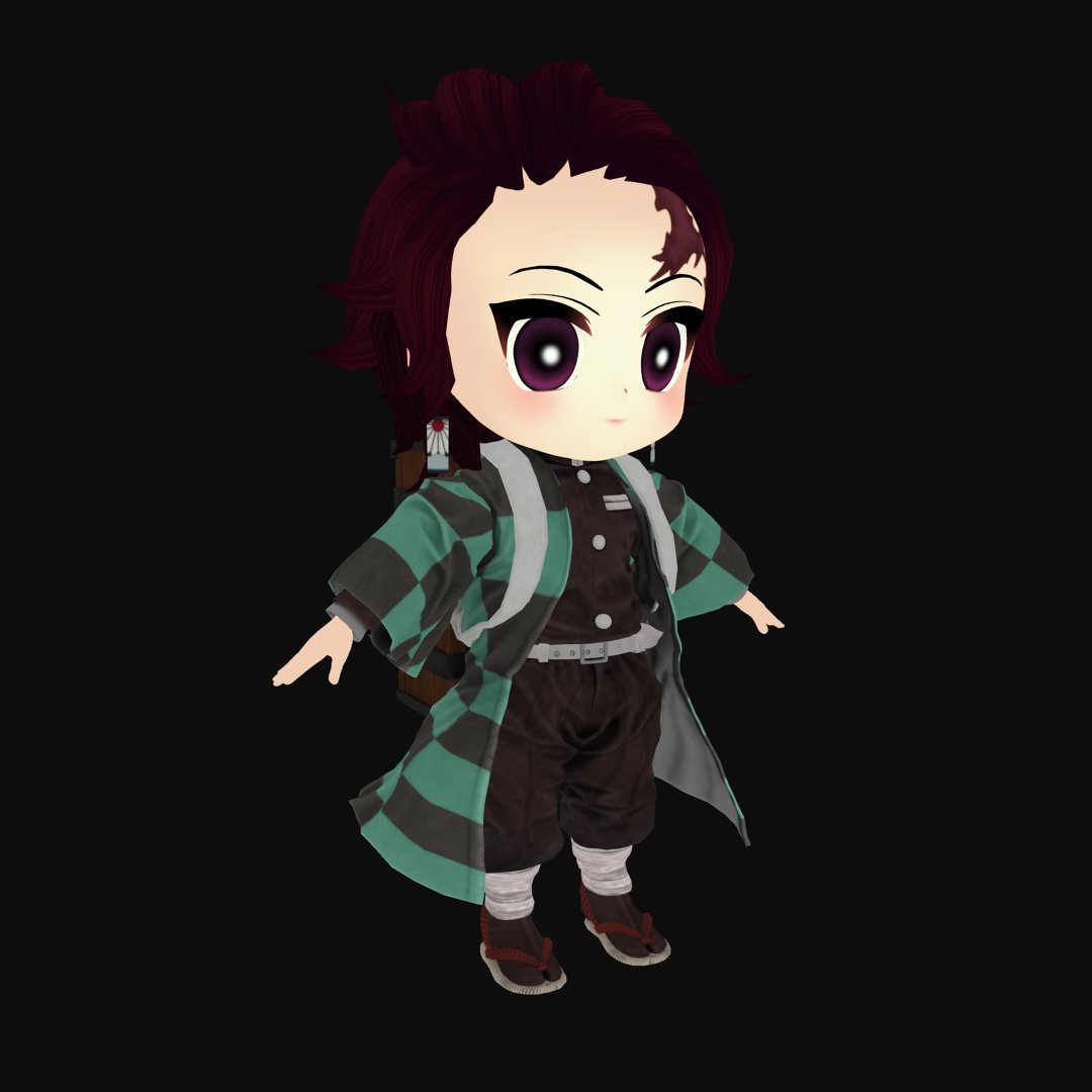 Chibi Nezuko Kimetsu No Yaiba Vrchat Avatar 3d Model By Jinsters