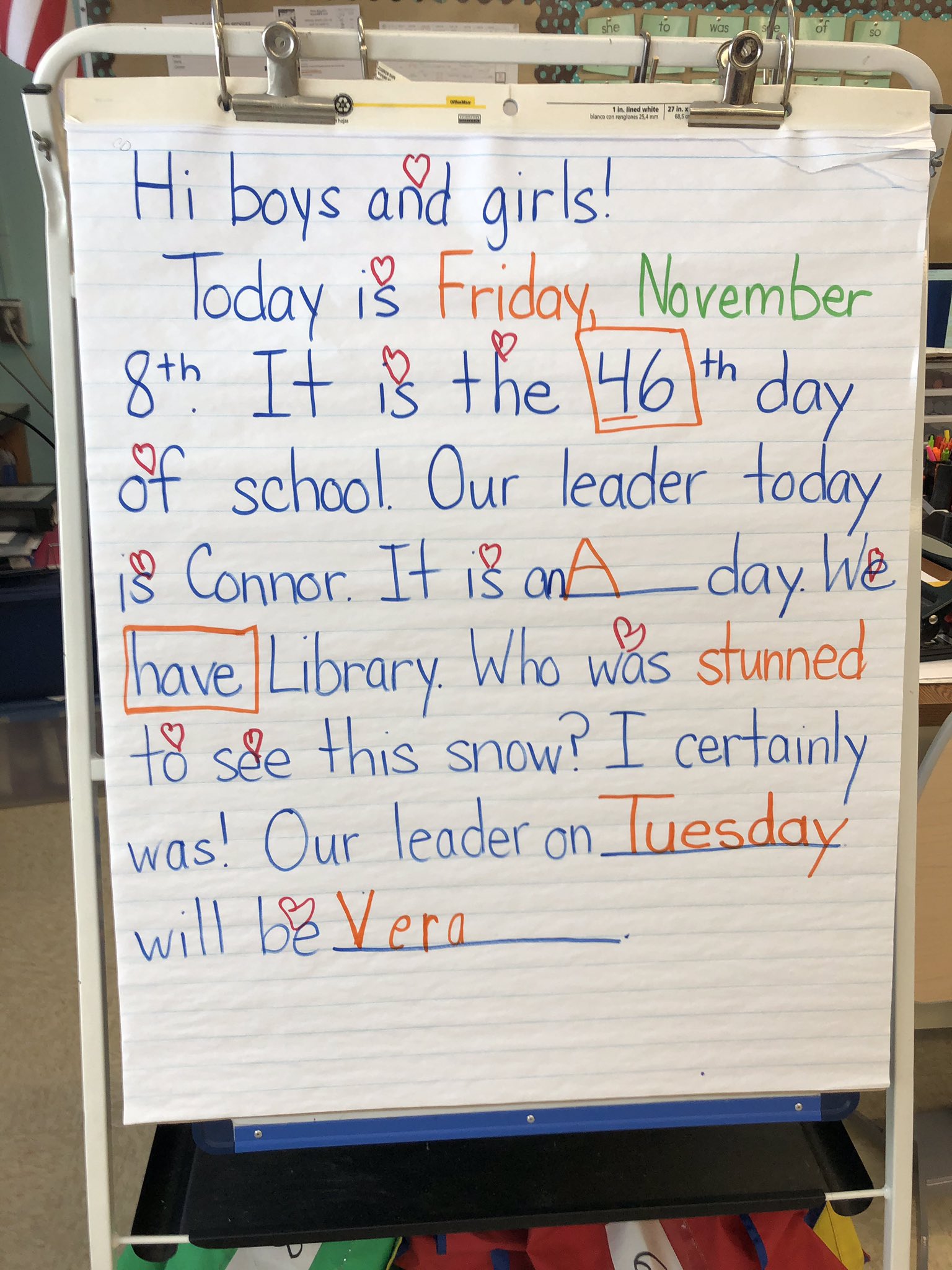 Morning Message 1st Grade