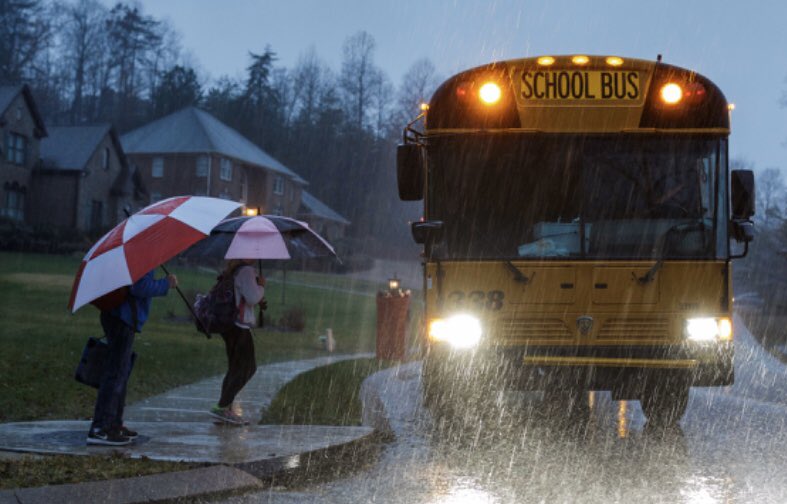 Snow School Bus Rain