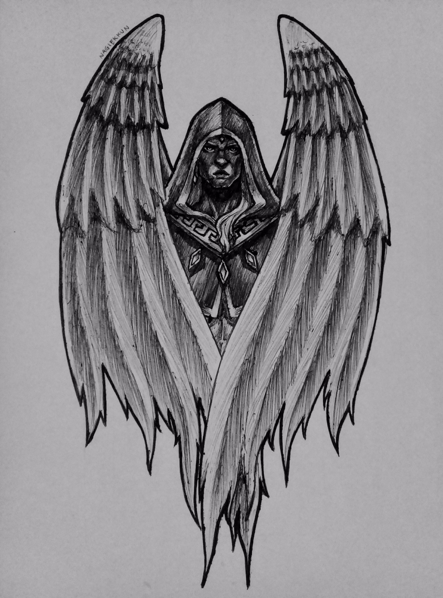 Grim Reaper With Wings Drawings In Pencil