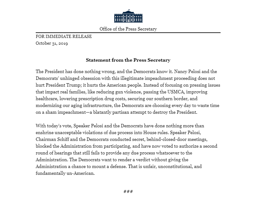 Statement from the White House - Democratic Underground Forums