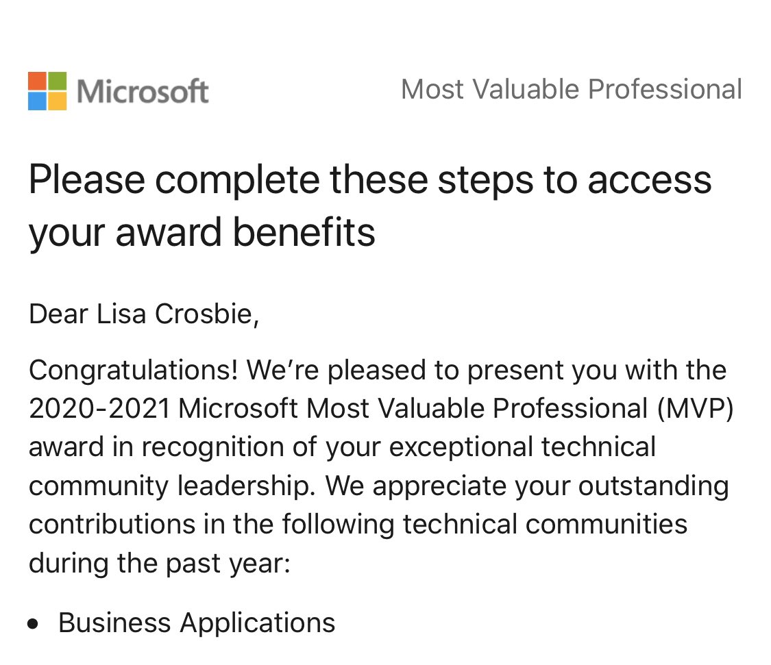 Lisa Crosbie on Twitter: "Wow, this is real - MVP - I’m blown away! Being part of this community ...