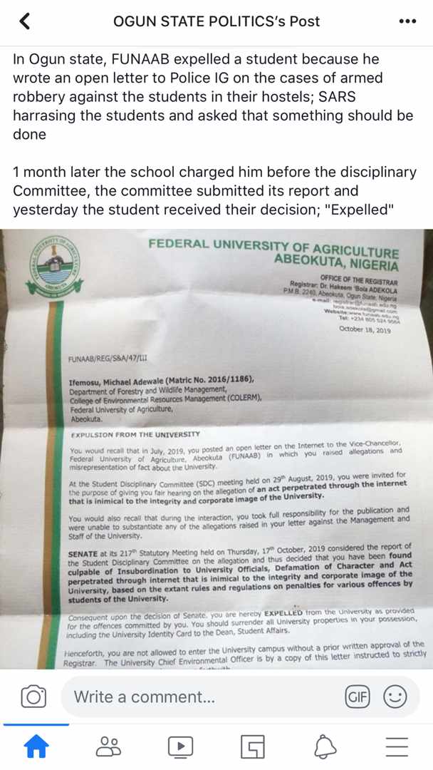 Expelled From School Letter