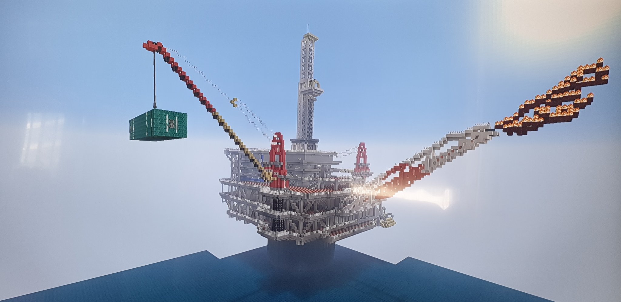 Simple Minecraft Rig Offshore Drilling Rig (Schematic Included)