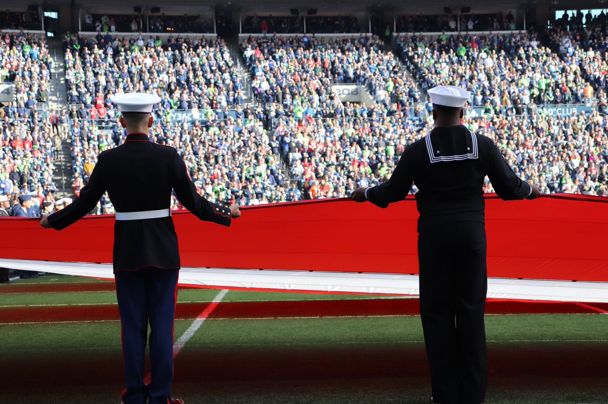 Military members from all five branches were on the field for the start ...