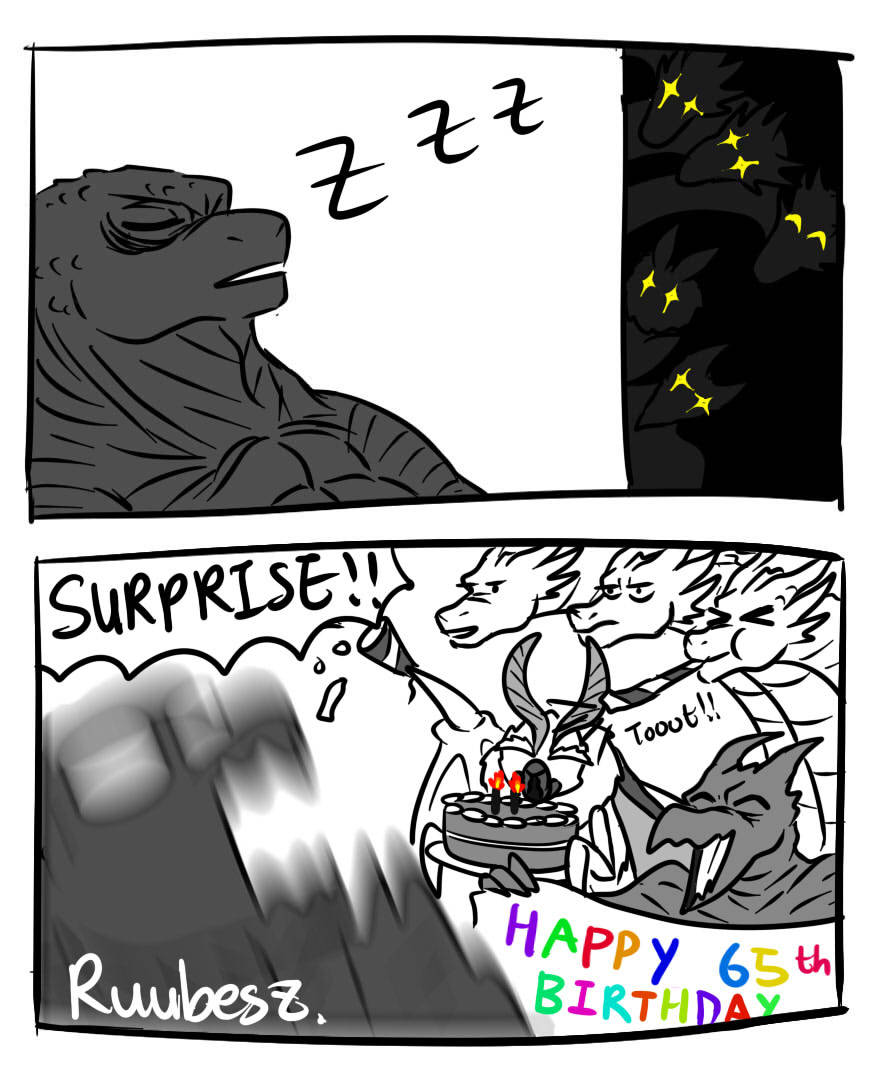 「Happy 65th my big ol grumpy lizard!!! (Comic idea from Angry」Ruubesz ...