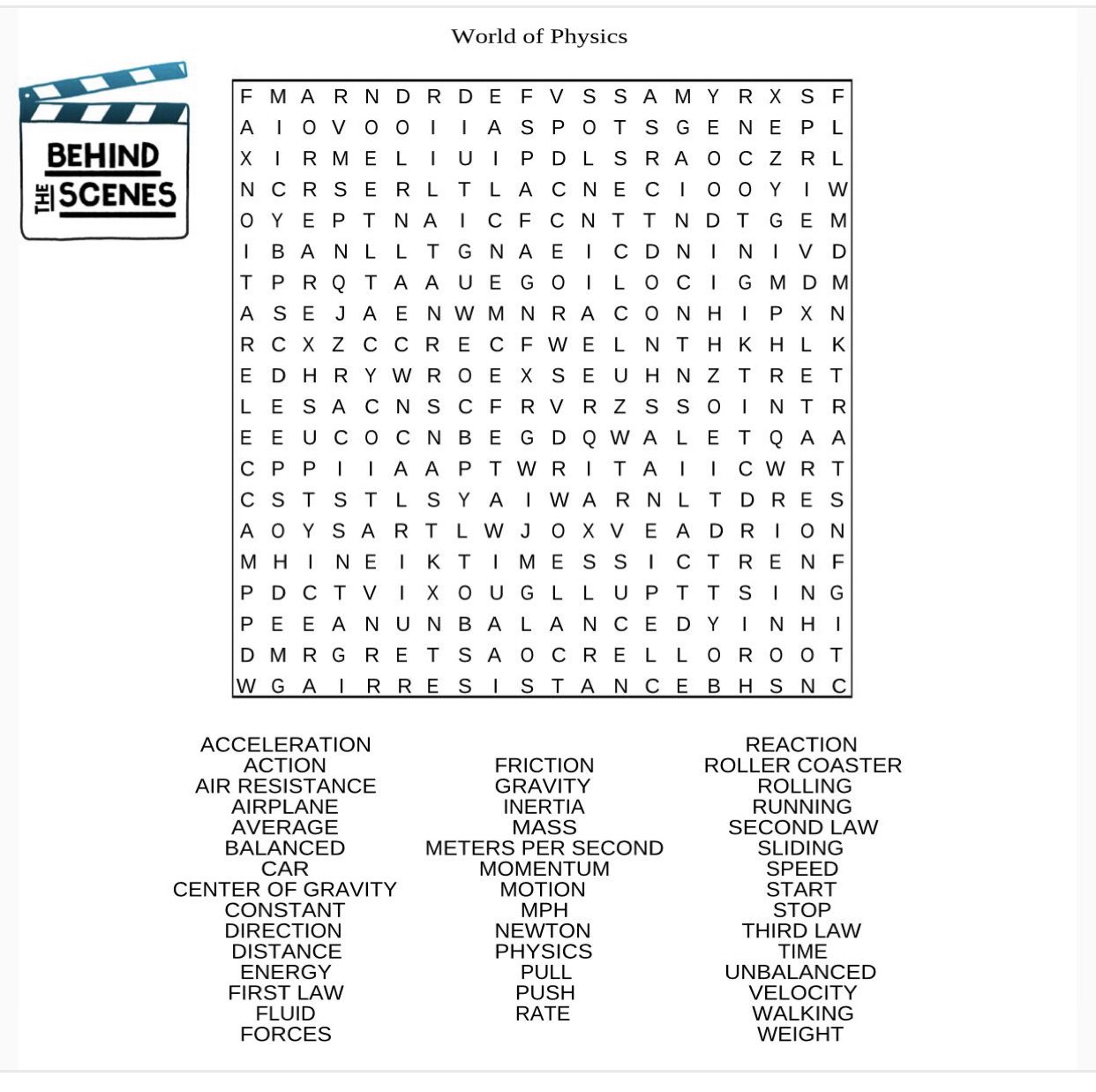Force And Motion Word Scramble