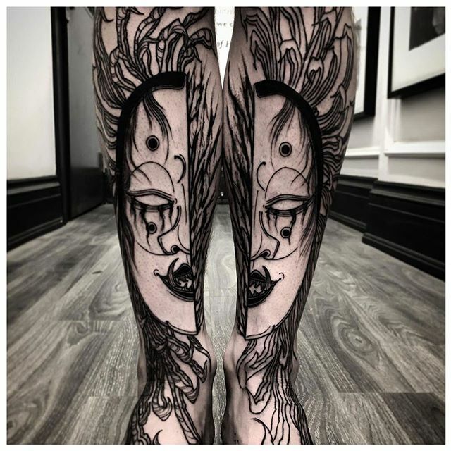 Two Face Mask Tattoo