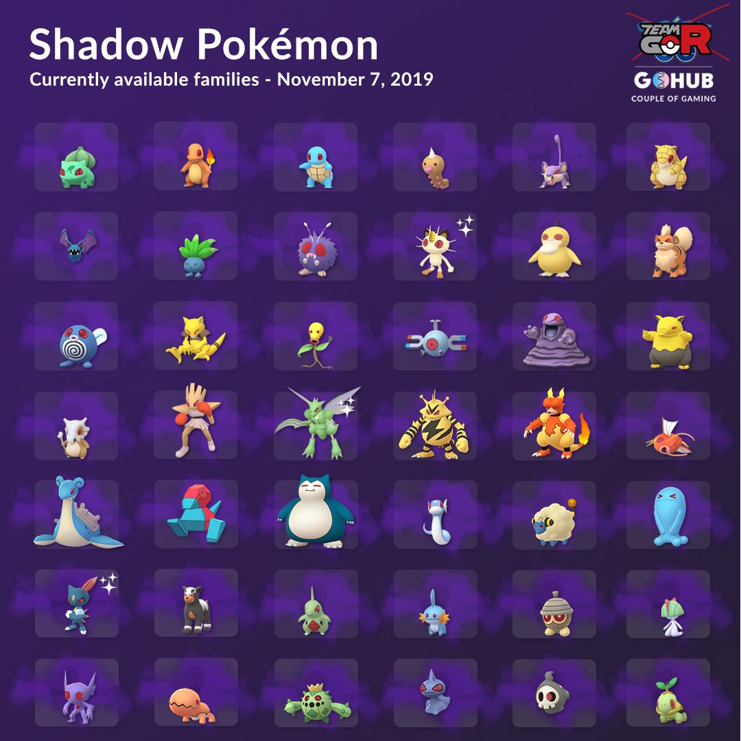 Shadow Pokemon List