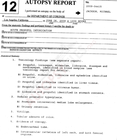 Michael Jackson Autopsy Report