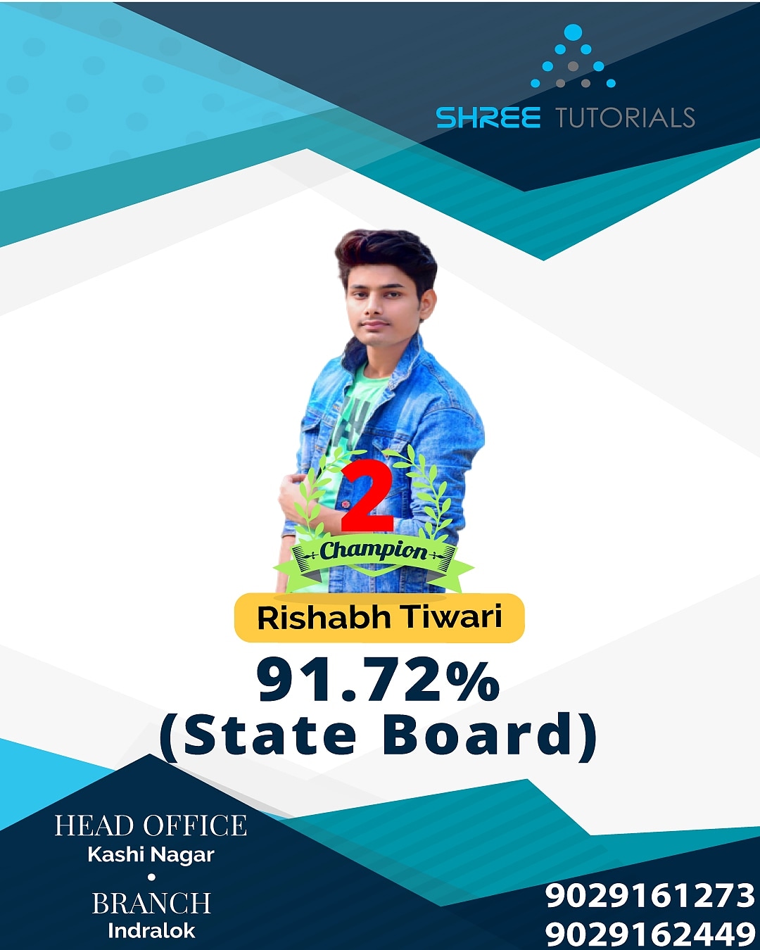 Shree Tutorials on Twitter: "Our Topper. Rishabh Tiwari. Topper from Abhinav Vidya Mandir. 91.72 ...
