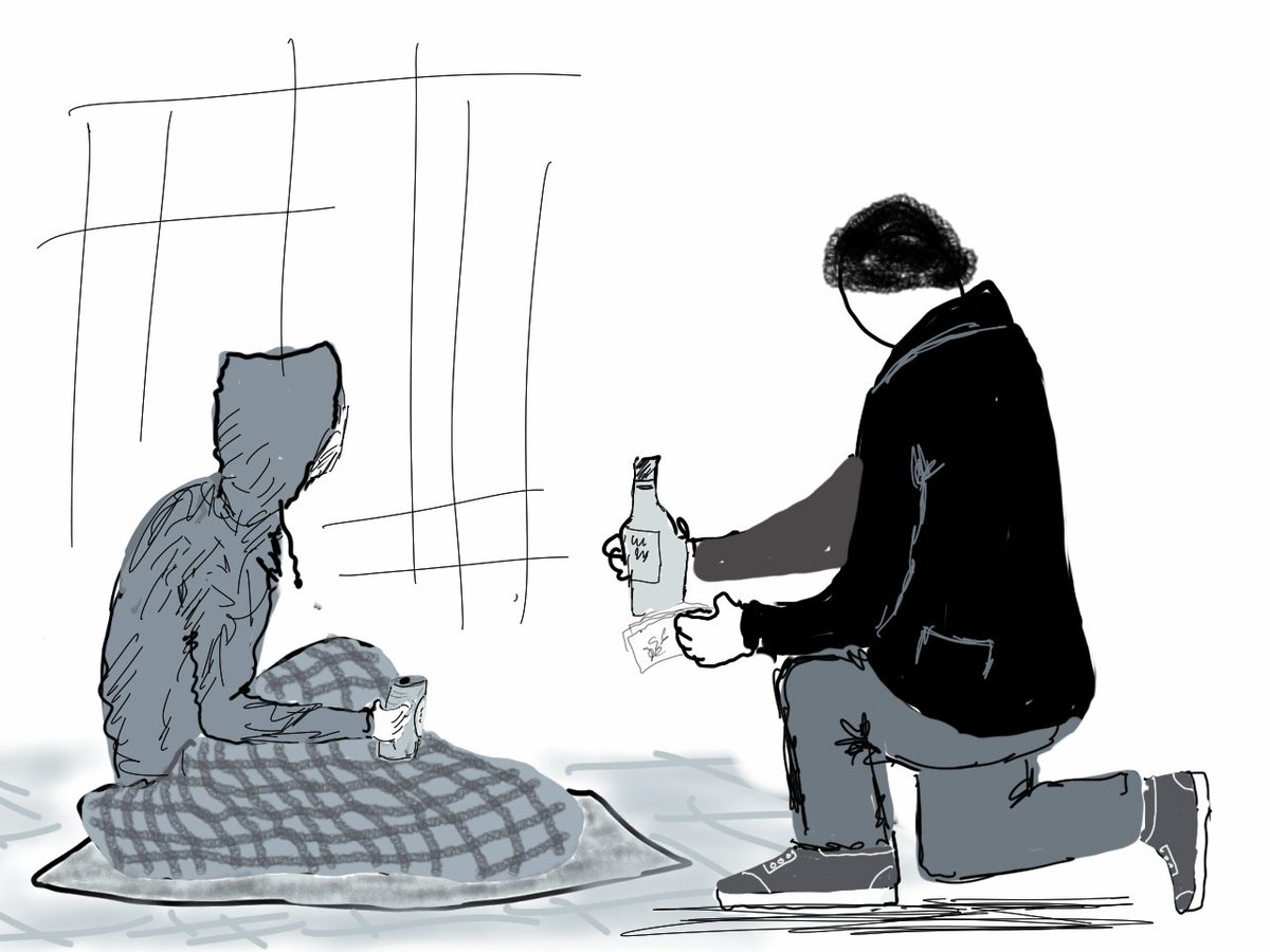 People Helping The Homeless Drawing