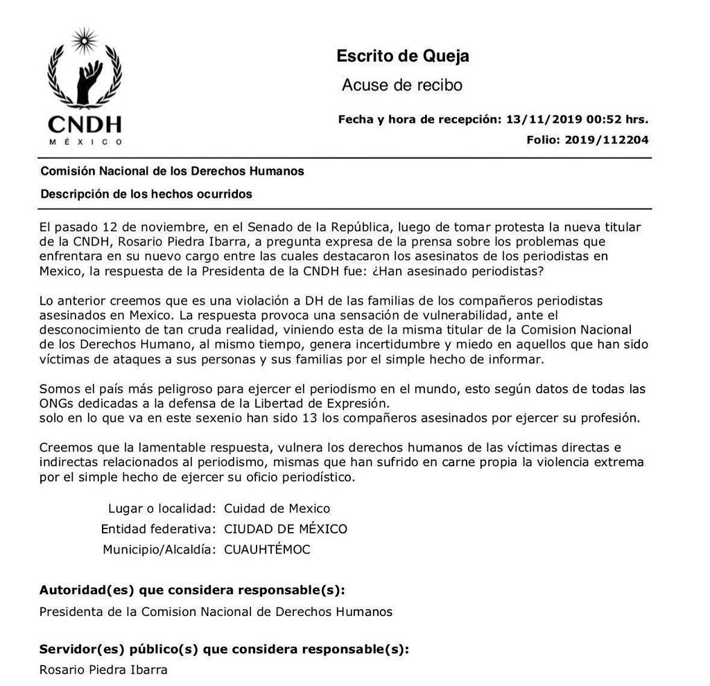 Queja Ante La Cndh Ejemplo