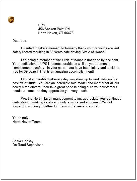 Management Safety Commitment Letter