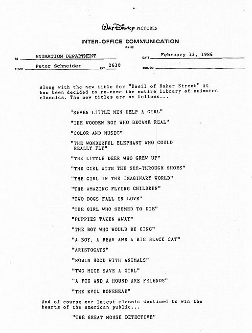 Great Mouse Detective Script