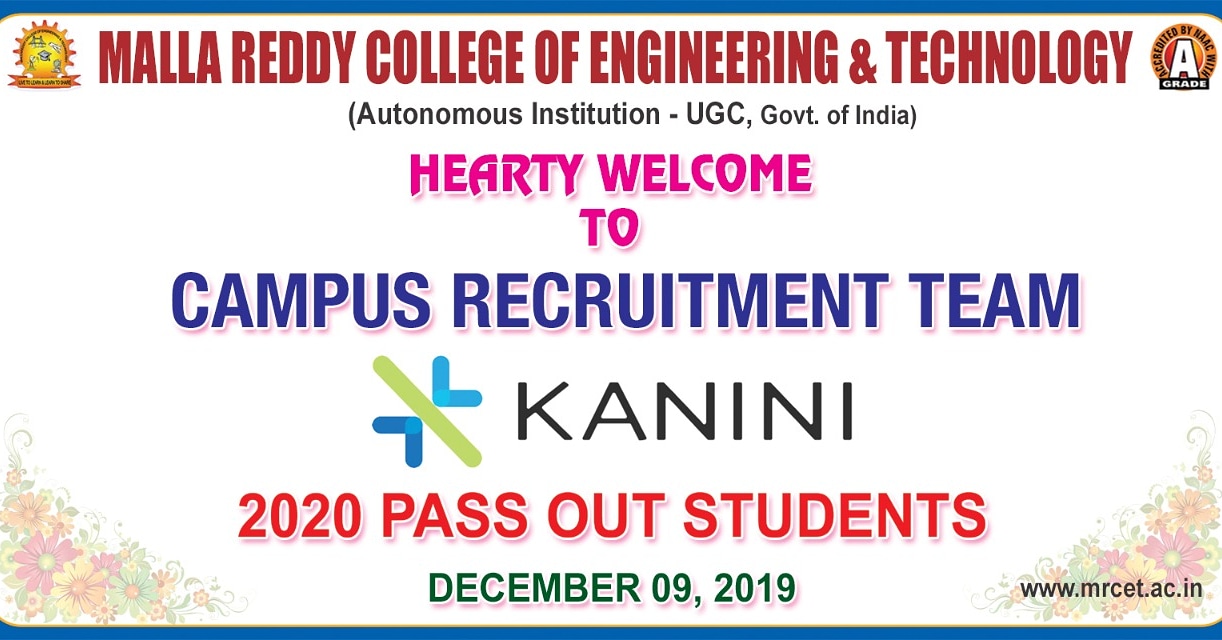 Mrcet On Twitter Mrcetcampusplacements Kanini Campus Drive Scheduled On Dec 92019 In Our 