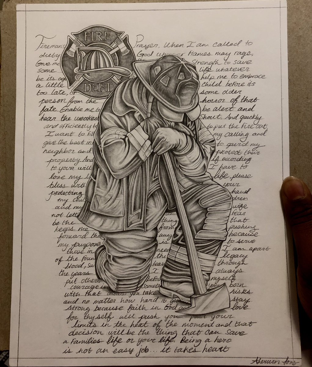Firefighter Pencil Drawing
