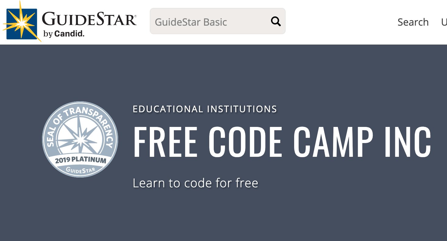 freeCodeCamp just earned GuideStar's Platinum Seal of Transparency for ...