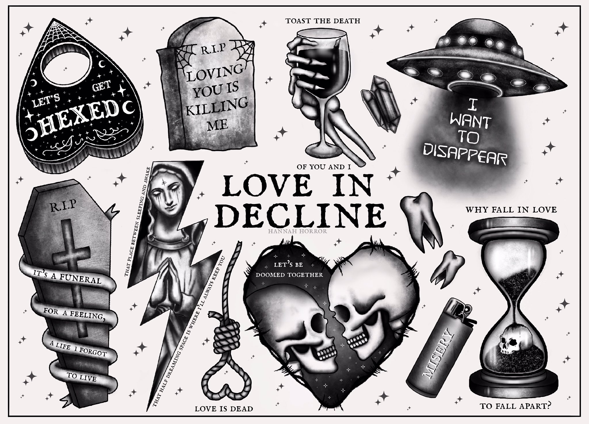 Horror tattoo flash sheet | Orangetattooshop.com