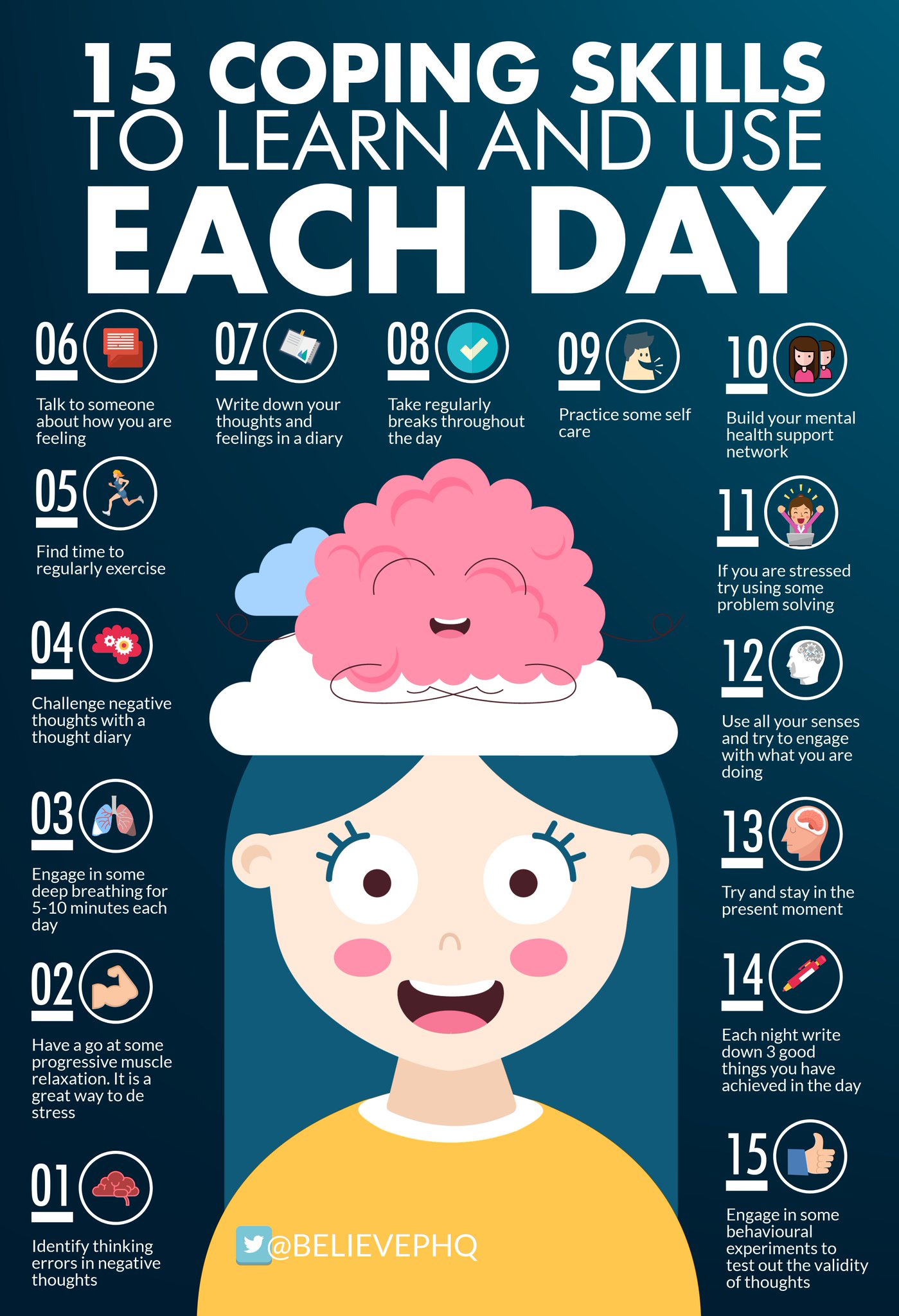 BelievePerform on Twitter: "15 coping skills to learn and use each day…