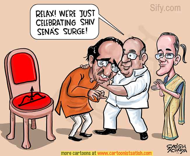Shiv Sena-NCP-Congress govt! Cartoon by Satish Acharya. : r/india