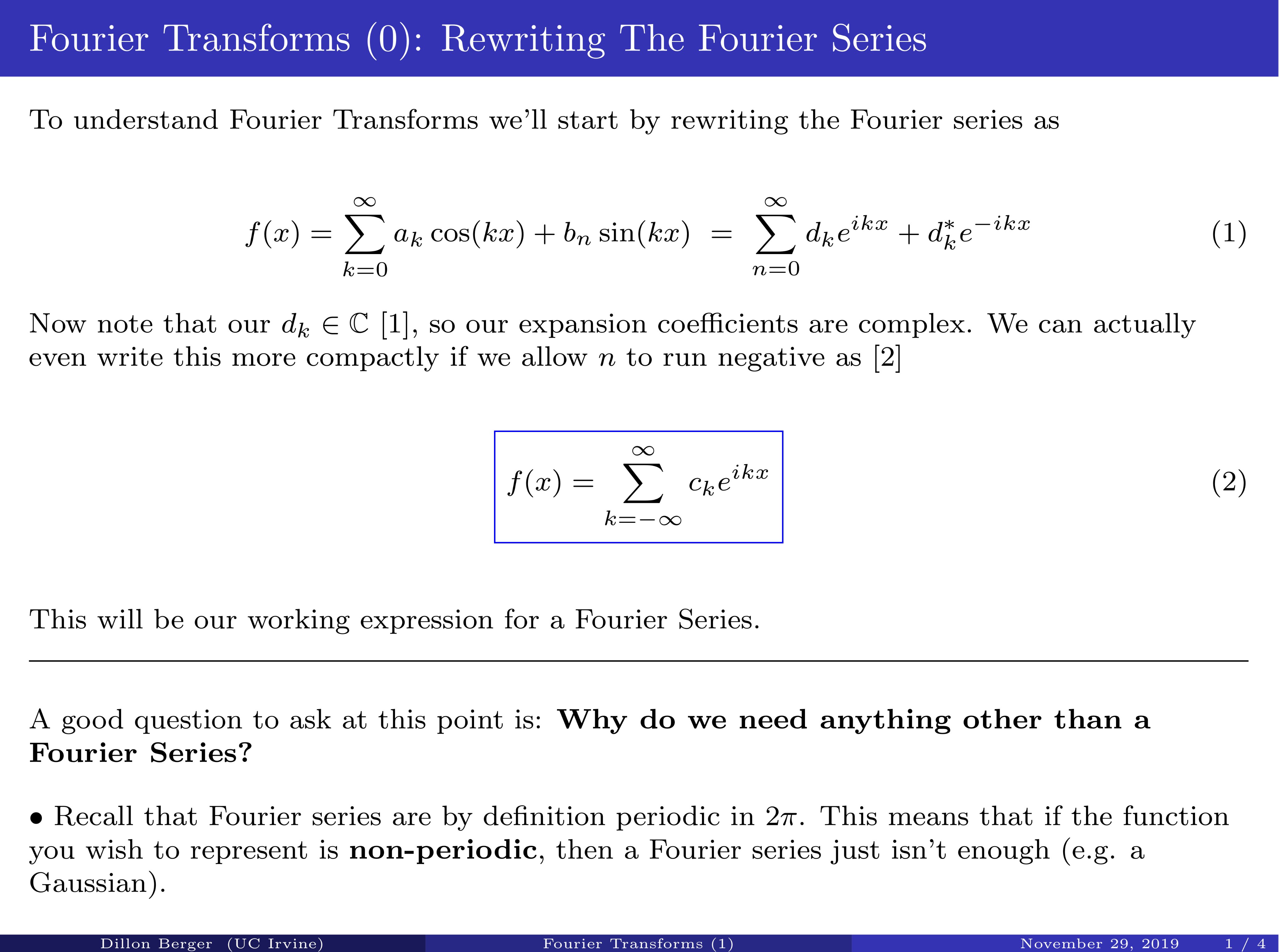 Berger | Dillon 〉 on Twitter: "New post! •Fourier Transforms (2) •How to find a Fourier ...