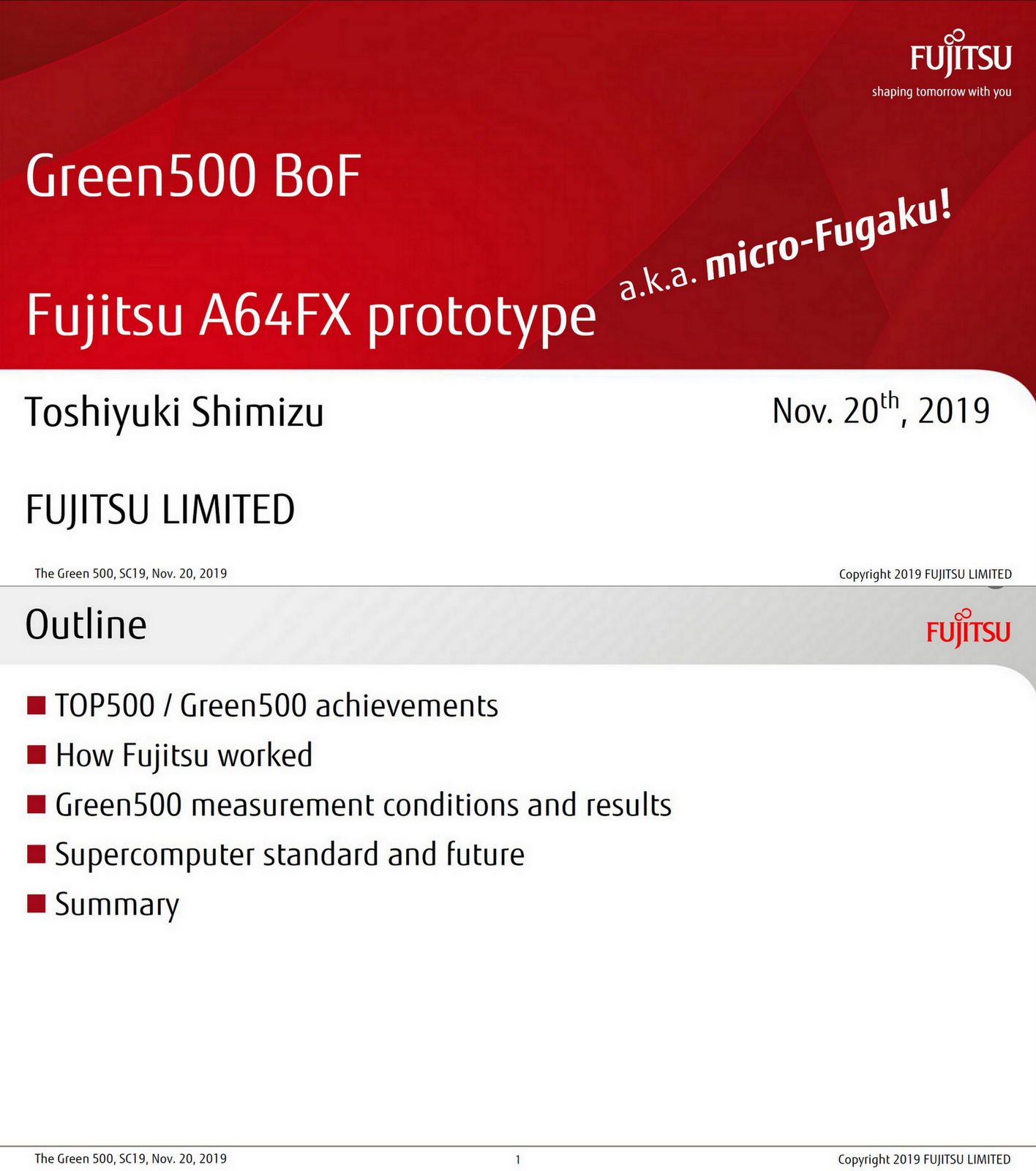 OGAWA, Tadashi on Twitter: "=> Fujitsu A64FX prototype, Green500 BoF, SC19, Nov 20, 2019 PDF ...