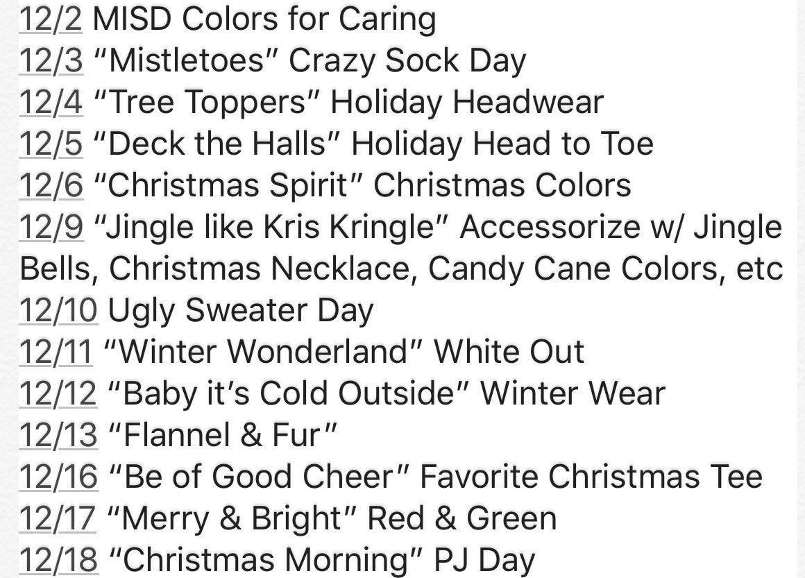 Timberview StuCo on Twitter: "12 Days before Christmas Break Dress Up ...